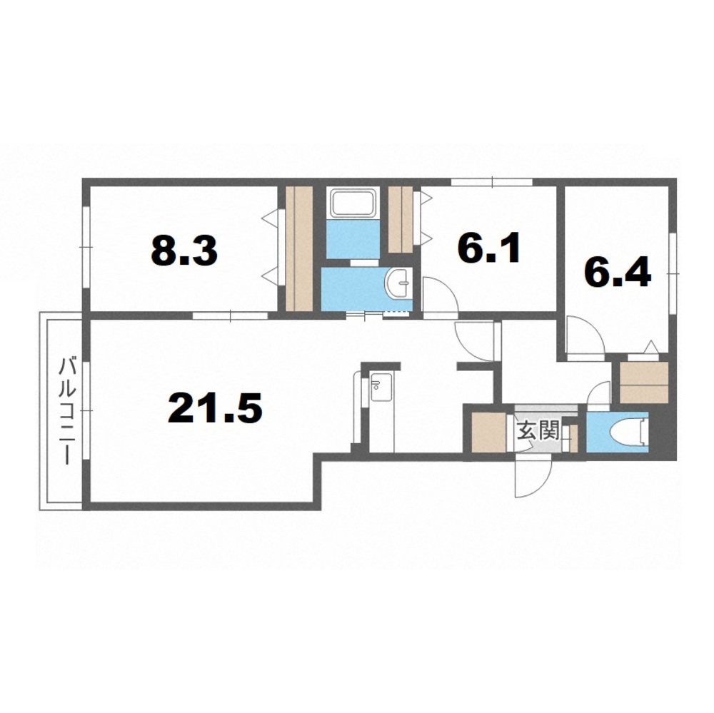 アビネス平和 北海道札幌市白石区平和通15丁目北 (6.9万円／3LDK (洋8.3 洋6.4 洋6.1 LDK21.5)／88.86㎡)｜賃貸物件(賃貸マンション・アパート・一戸建て)の住宅 ...
