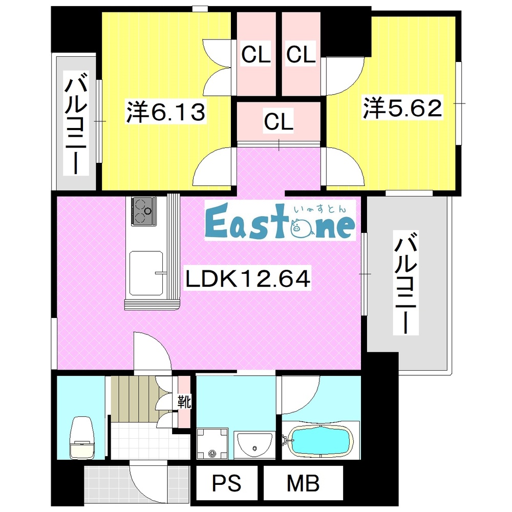 鹿児島市電谷山線 新屋敷駅 11階建 築2年 鹿児島県鹿児島市新屋敷町 (11.8万円／2LDK (洋6.13 洋5.62 LDK12.64)／56.94㎡)｜賃貸物件(賃貸マンション ...