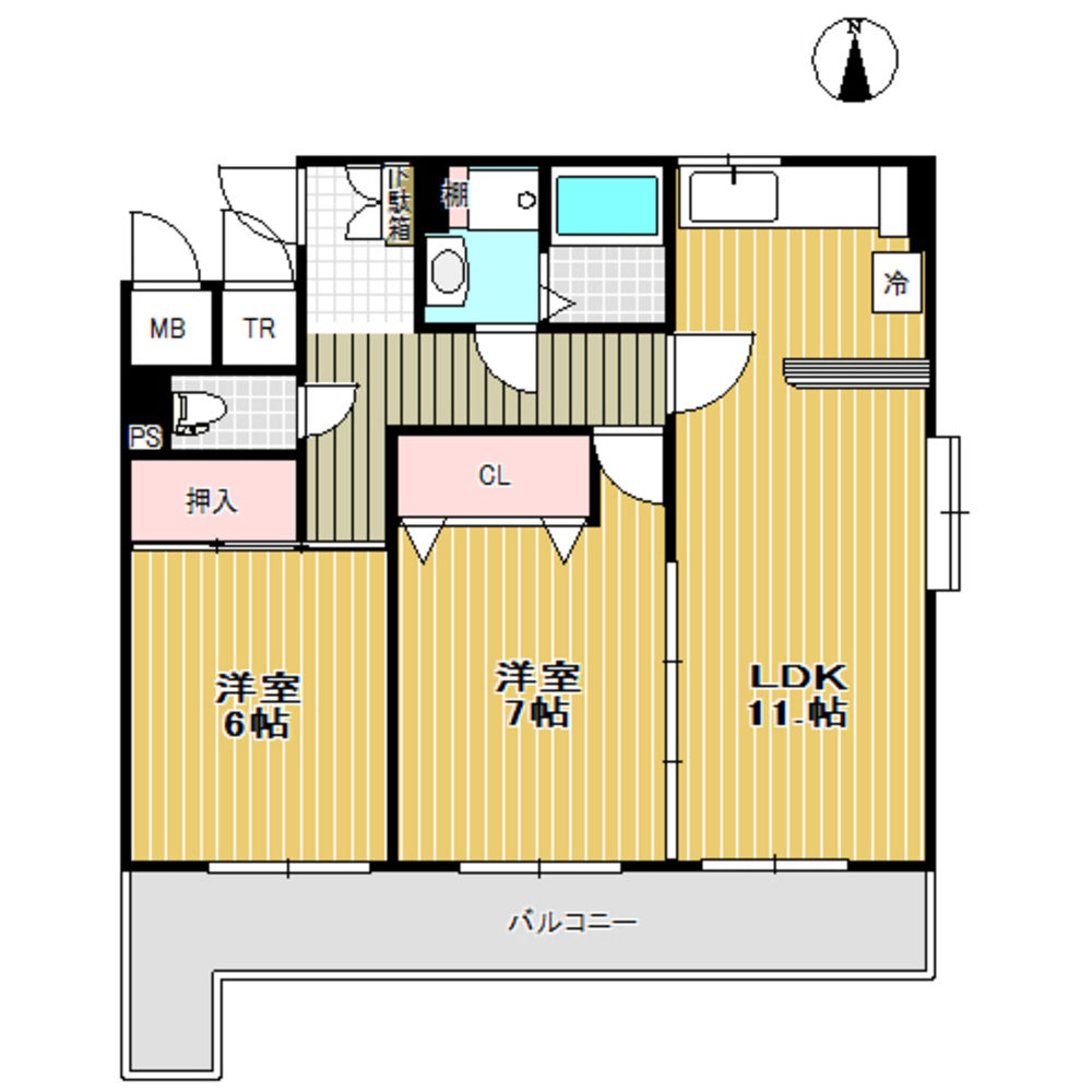 仙台市営地下鉄南北線 長町一丁目駅 5階建 築25年 宮城県仙台市若林区若林3 (7.7万円／2LDK (洋7 洋6 LDK11.0)／63.43㎡)｜賃貸物件(賃貸マンション・アパート・一戸 ...