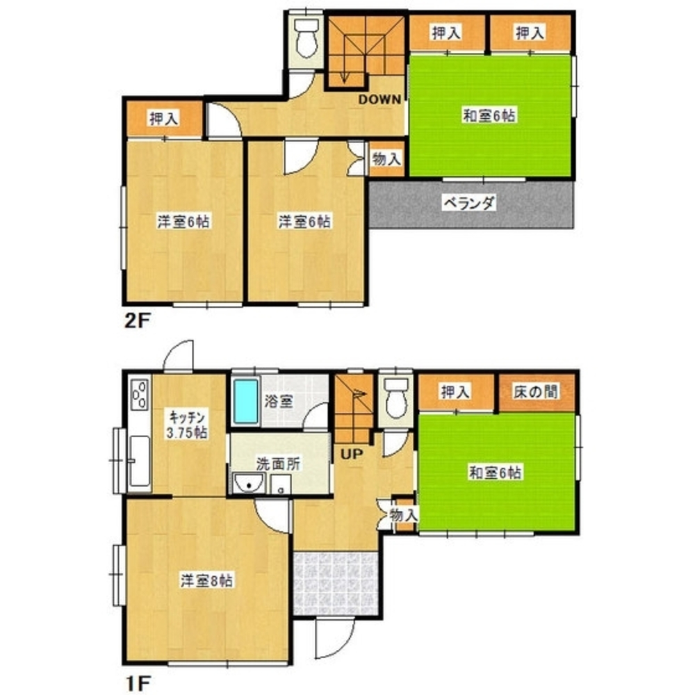 拾六間貸家 埼玉県熊谷市拾六間 (7.9万円／4LDK (和6 和6 洋6 洋6 LDK11.75)／94.39㎡)｜賃貸物件(賃貸マンション・アパート・一戸建て)の住宅情報・お部屋探しなら ...