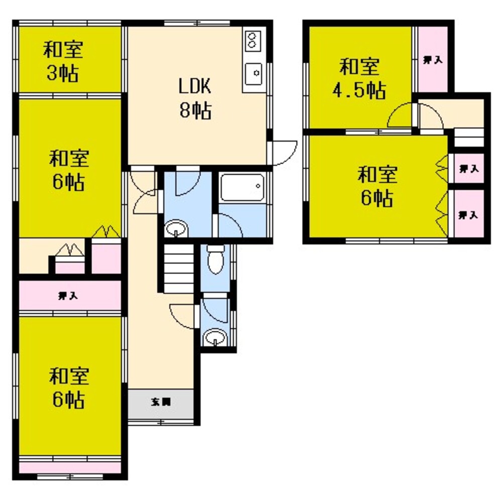 広島電鉄宮島線 東高須駅 地上2階建 築61年 広島県広島市西区己斐西町 (4.6万円／5LDK (洋6 洋6 洋6 洋4.5 洋3 LDK8)／91.91㎡)｜賃貸物件(賃貸マンション ...