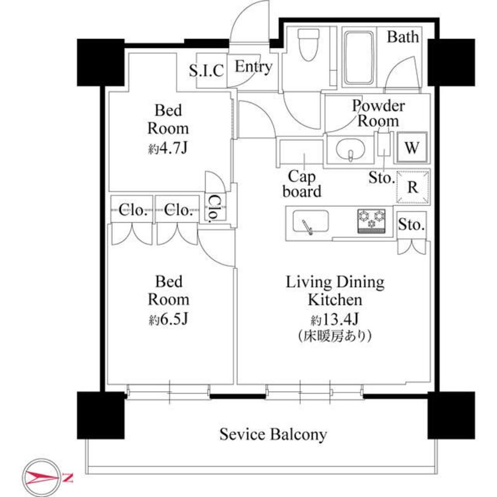 ザ ヨコハマ フロントタワー 神奈川県横浜市神奈川区鶴屋町1 (44万円／2LDK (洋6.5 洋4.7 LDK13.4)／53.53㎡)｜賃貸物件(賃貸マンション・アパート・一戸建て)の住宅 ...