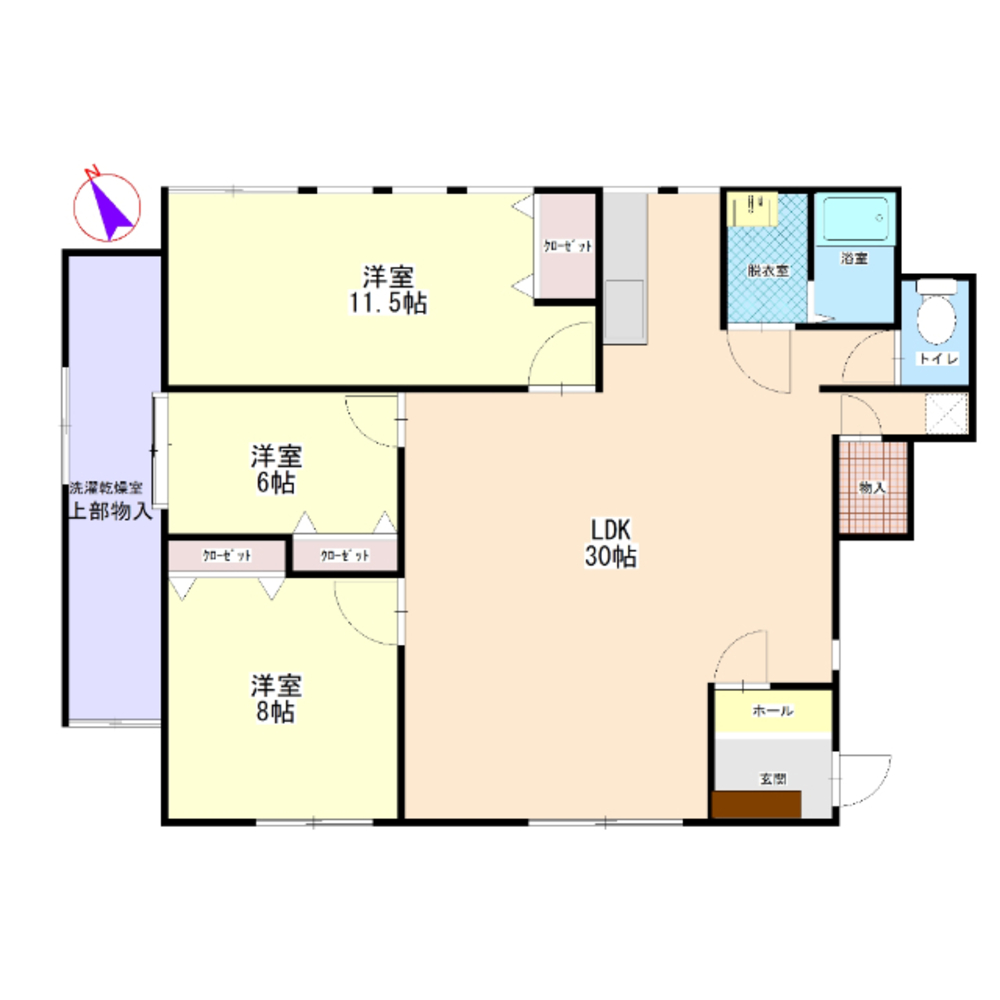 バーン荒町 A棟 新潟県三条市荒町2 (7.5万円／3LDK (洋11.5 洋8 洋6 LDK30)／95.94㎡)｜賃貸物件(賃貸マンション・アパート・一戸建て)の住宅情報・お部屋探しなら ...