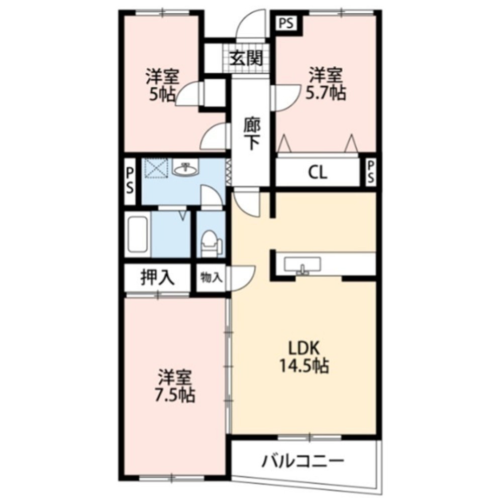 コーポみなもと 山梨県甲府市下飯田2 (7万円／3LDK (洋6 洋5.5 洋5 LDK13.5)／68.19㎡)｜賃貸物件(賃貸マンション・アパート・一戸建て)の住宅情報・お部屋探しなら ...