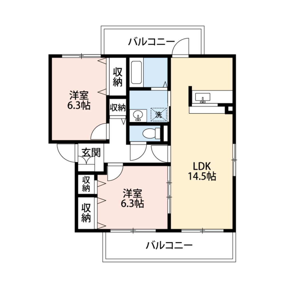 リューボヌールIV 愛知県岡崎市森越町字宮前 (6.8万円／2LDK (洋6.3 洋6.3 LDK14.5)／61.09㎡)｜賃貸物件(賃貸マンション・アパート・一戸建て)の住宅情報・お ...