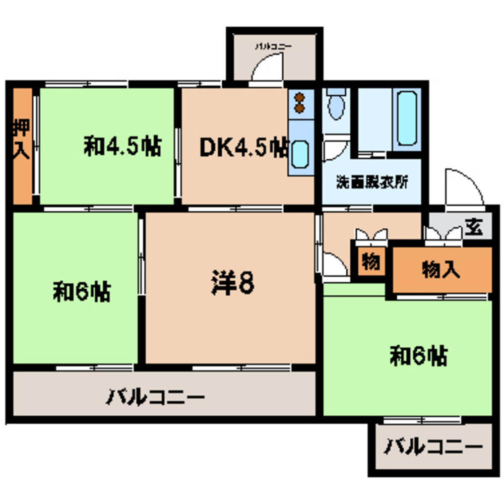 福岡市地下鉄空港線 唐人町駅 地上5階建て 築53年 福岡県福岡市中央区福浜2 (6.7万円／3LDK (和6 和6 和4.5 LDK12.5)／61.23㎡)｜賃貸物件(賃貸マンション ...
