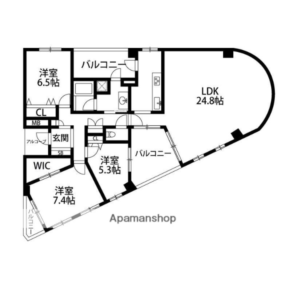 グランドメゾン平尾浄水 福岡県福岡市中央区平尾3 (24万円／3LDK (洋7.4 洋6.5 洋5.3 LDK24.8)／103.66㎡)｜賃貸物件(賃貸マンション・アパート・一戸建て)の住宅 ...