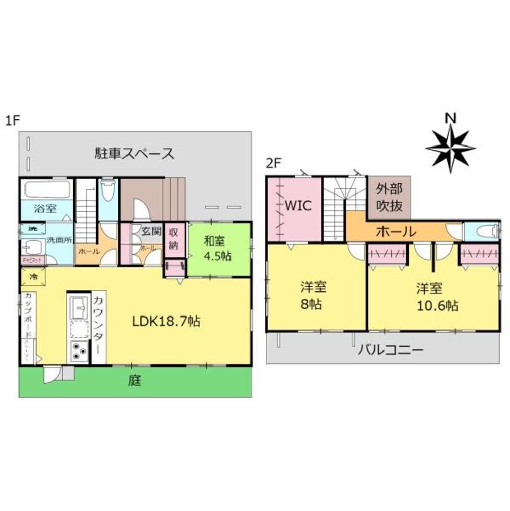 常磐線（各駅停車） 北小金駅 2階建 築10年 千葉県松戸市幸田4 (18万円／3LDK (洋8 洋5.3 洋5.3 LDK18.7)／108.47㎡)｜賃貸物件(賃貸マンション・アパート ...