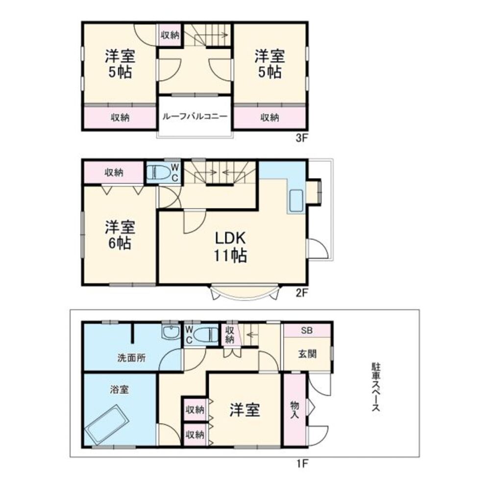 京浜東北線 蕨駅 地上3階建 築29年 埼玉県蕨市北町2 (15.5万円／4LDK (洋6 洋5 洋5 洋4.5 LDK11.0)／106.81㎡)｜賃貸物件(賃貸マンション・アパート・一戸 ...