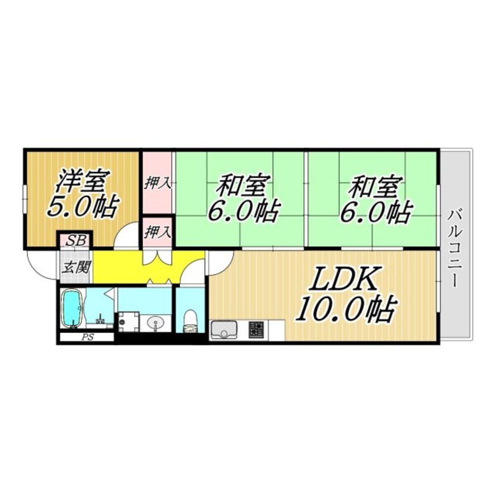 サンシャイン塚口 兵庫県尼崎市塚口町5 (7万円／3LDK (和6 洋5 洋5 LDK10.0)／57.78㎡)｜賃貸物件(賃貸マンション・アパート・一戸建て)の住宅情報・お部屋探しなら ...