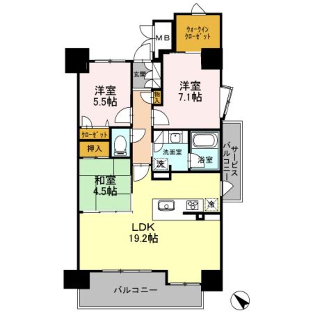プレミスト金沢駅西口II 504 石川県金沢市広岡2 (20万円／3LDK (和4.5 洋7.1 洋5.5 LDK19.20)／81.73㎡)｜賃貸物件(賃貸マンション・アパート・一戸建て)の ...