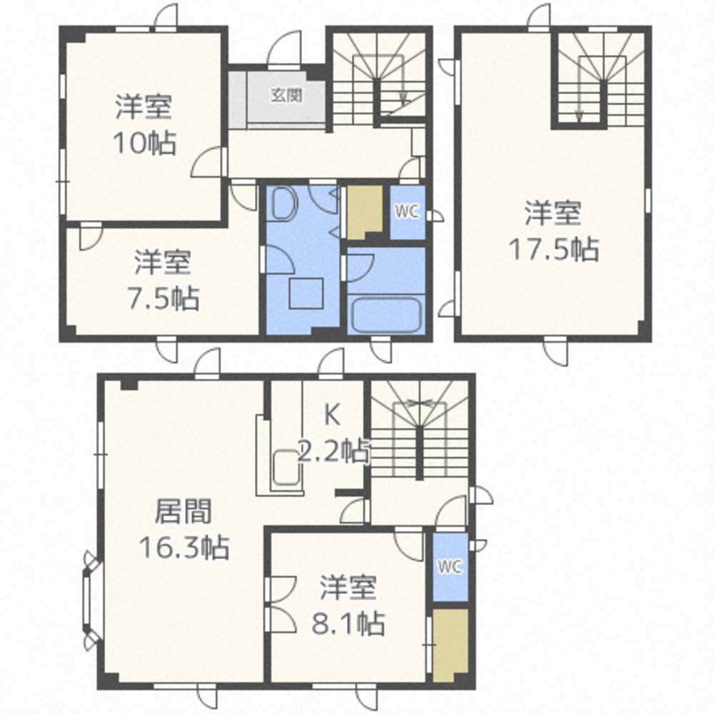 札幌市営地下鉄東西線 円山公園駅 地上3階建て 築25年 北海道札幌市中央区南七条西25 (17.8万円／4LDK (洋17.5 洋10 洋8.1 洋7.5 LDK18.5)／150.29 ...