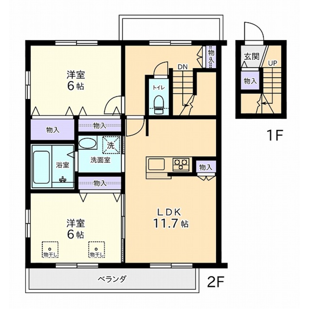 メゾンフレール 東京都稲城市東長沼 (13.3万円／2LDK (洋6 洋6 LDK11.7)／68.05㎡)｜賃貸物件(賃貸マンション・アパート・一戸建て)の住宅情報・お部屋探しならYahoo!不動産