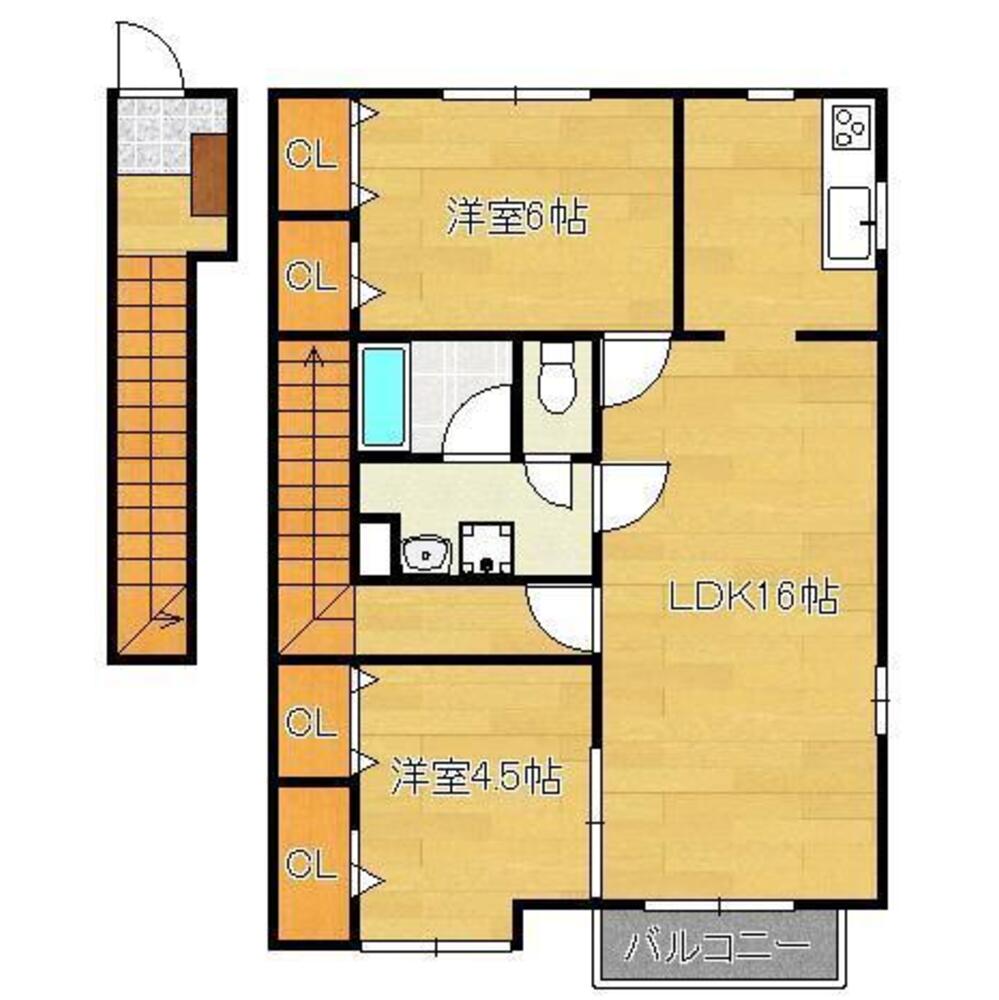 ディアコートI 福岡県遠賀郡岡垣町旭台2 (5.5万円／2LDK (洋6 洋4.5 LDK16)／66㎡)｜賃貸物件(賃貸マンション・アパート・一戸建て)の住宅情報・お部屋探しならYahoo!不動産