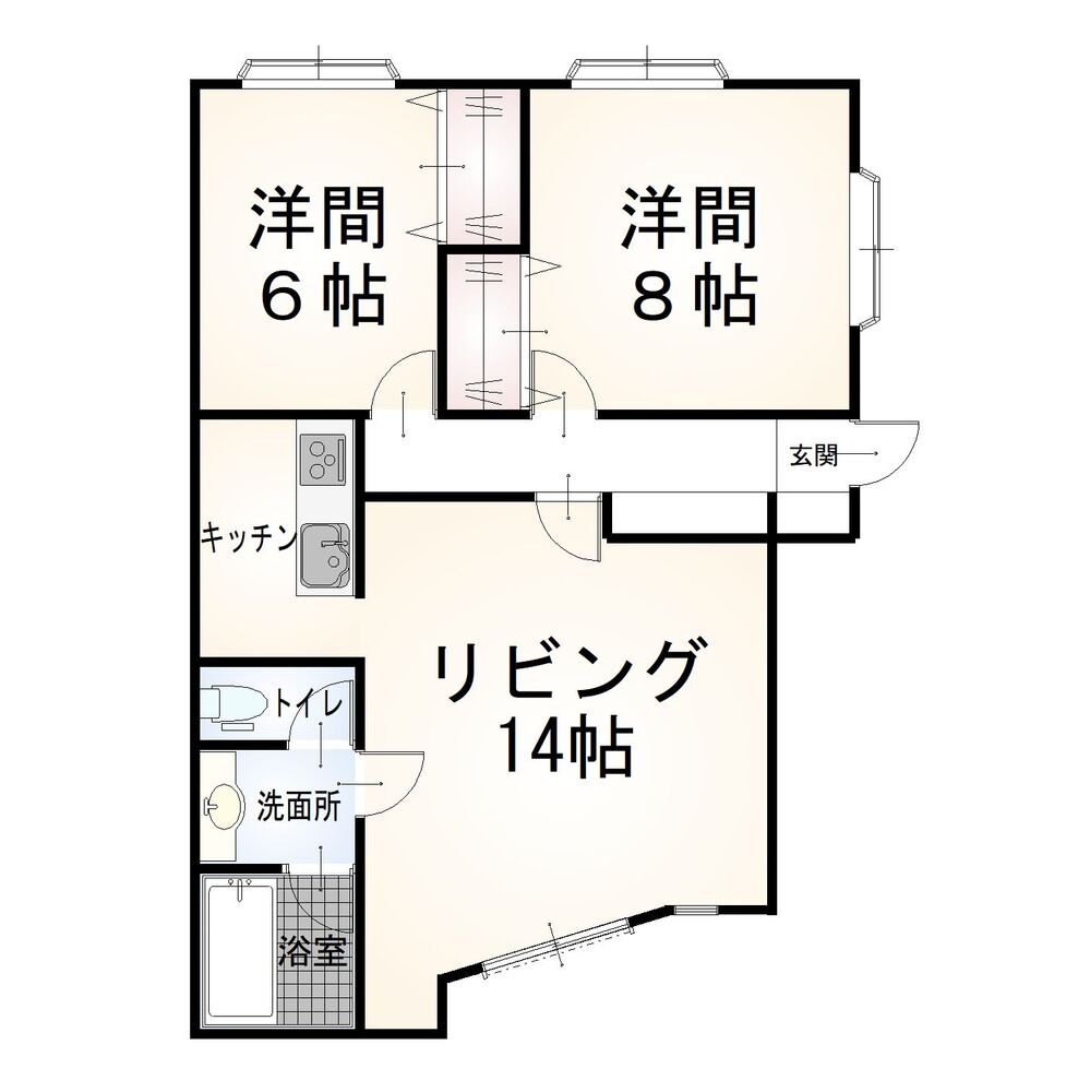 グランデージュ ロイヤル 栃木県鹿沼市千渡 (5.5万円／2LDK (洋8 洋6 LDK14)／75.46㎡)｜賃貸物件(賃貸マンション・アパート・一戸建て)の住宅情報・お部屋探しなら ...