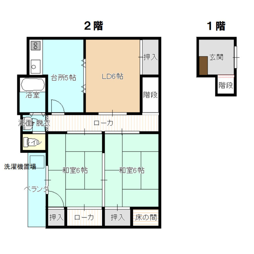 山陽本線（JR西日本） 舞子駅 地上2階建 築62年 兵庫県淡路市岩屋 (5.5万円／2LDK (和8 和8 LD6.0K5.0)／40㎡)｜賃貸物件(賃貸マンション・アパート・一戸建て)の ...