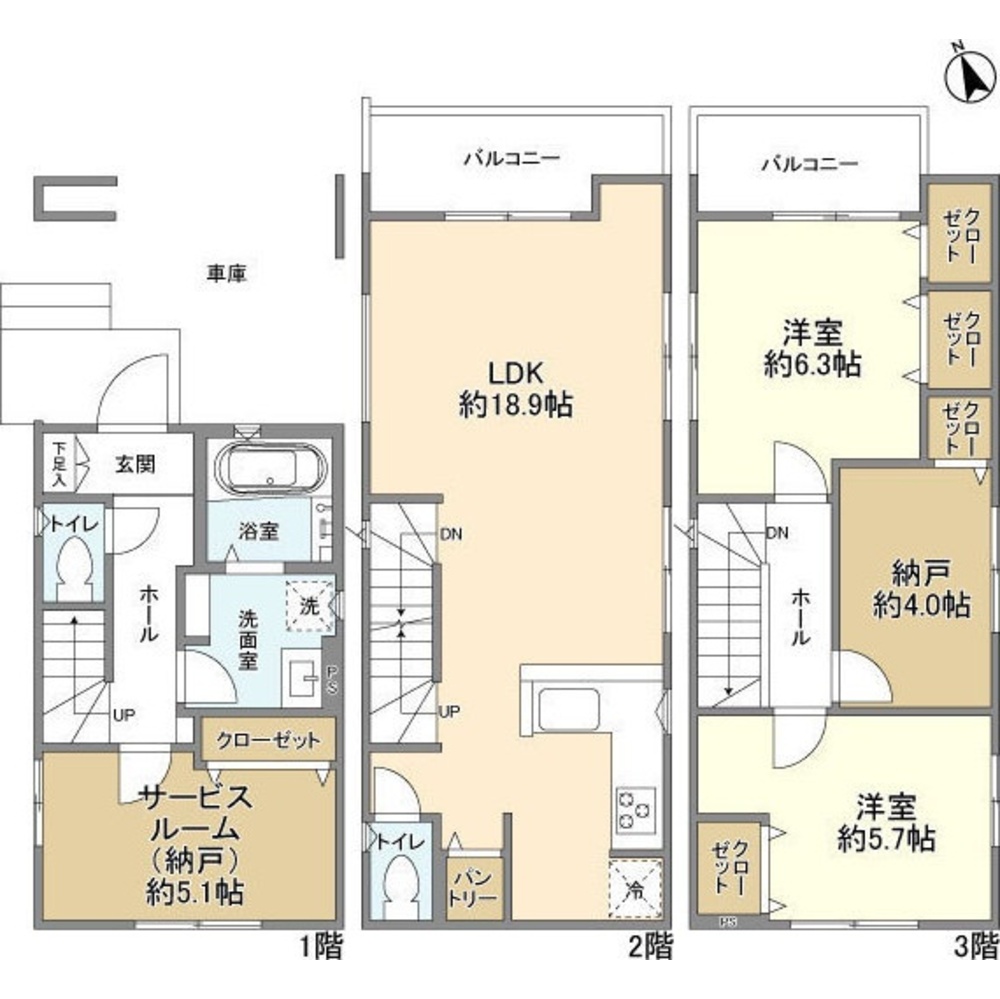 Kolet東大宮＃04 埼玉県さいたま市見沼区東大宮4 (18.3万円／2SLDK (洋6.3 洋5.7 LDK18.9 納戸 5.1-4)／95.83㎡)｜賃貸物件(賃貸マンション・アパート ...
