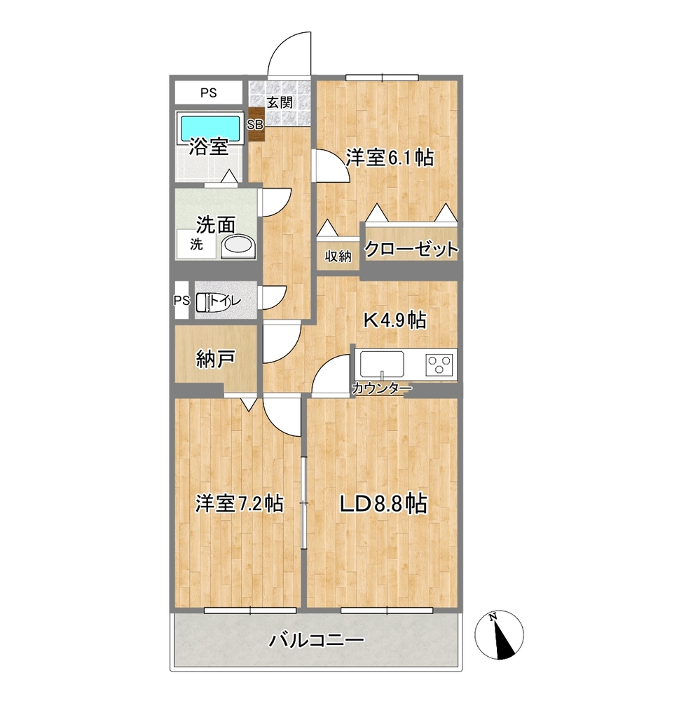 コットンアヴェニュー 茨城県日立市千石町1 (7.1万円／2LDK (洋7.2 洋6.1 13.7LDK)／63.93㎡)｜賃貸物件(賃貸マンション・アパート・一戸建て)の住宅情報・お部屋探し ...