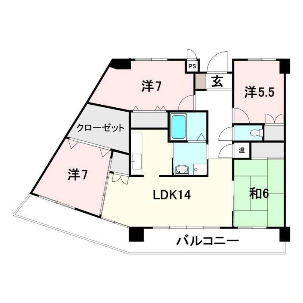 ロイヤルアネックスシエナ 愛媛県松山市福音寺町 (7万円／4LDK (和6 洋7 洋7 洋5.5 LDK14)／91.86㎡)｜賃貸物件(賃貸マンション・アパート・一戸建て)の住宅情報・お ...
