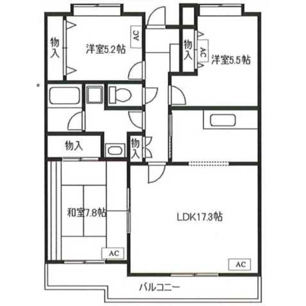 小田急小田原線 祖師ケ谷大蔵駅 3階建 築31年 東京都世田谷区砧3 (21.9万円／3LDK (和7.8 洋5.5 洋5.2 LDK17.3)／80.89㎡)｜賃貸物件(賃貸マンション ...