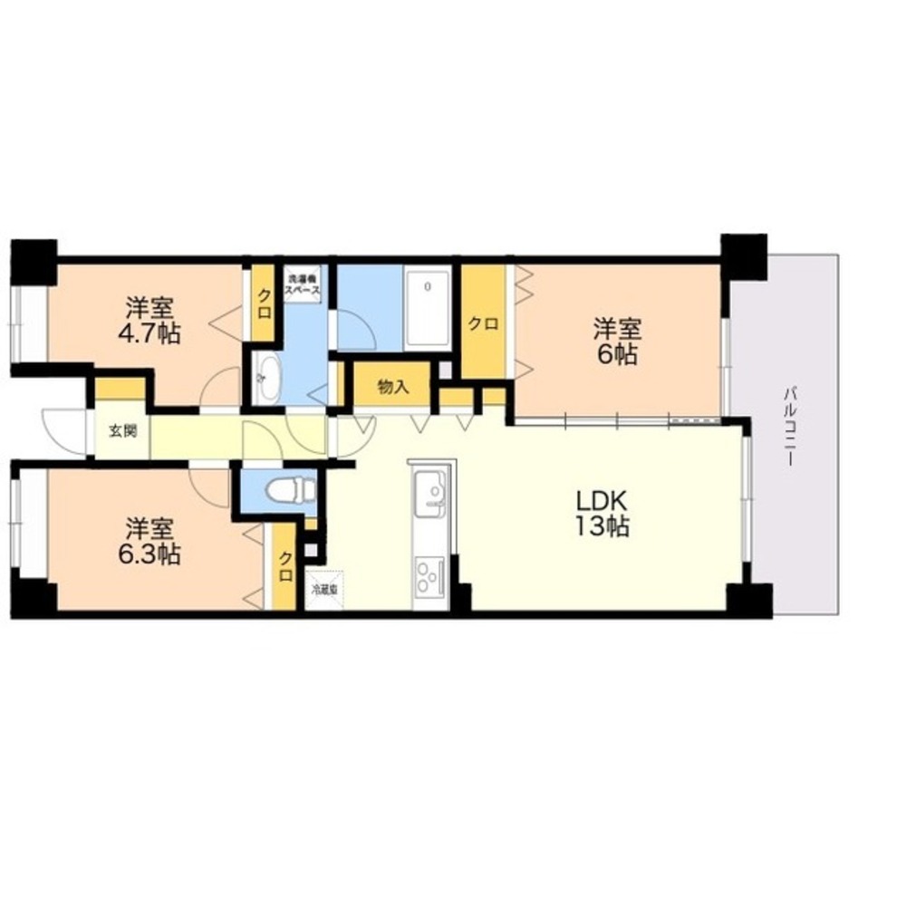 西新・曙パーク・ホームズ 福岡県福岡市早良区曙1 (19.5万円／3LDK (洋6.3 洋6 洋4.7 LDK13)／68.17㎡)｜賃貸物件(賃貸マンション・アパート・一戸建て)の住宅情報 ...
