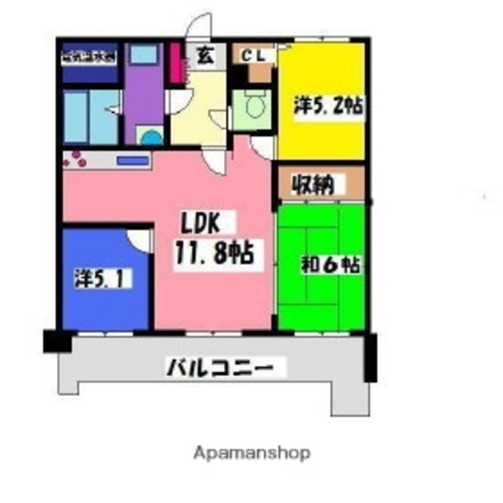 コアマンション九品寺南 熊本県熊本市中央区八王寺町 (7万円／3LDK (和6 洋5.2 洋5.1 LDK11.8)／57.3㎡)｜賃貸物件(賃貸マンション・アパート・一戸建て)の住宅情報・お ...