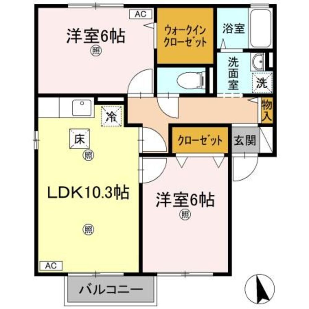 ビバーチェ・やまは奈 A棟 愛媛県新居浜市垣生3 (4.6万円／2LDK (洋6 洋6 LDK10.30)／55.44㎡)｜賃貸物件(賃貸マンション・アパート・一戸建て)の住宅情報・お部屋探し ...