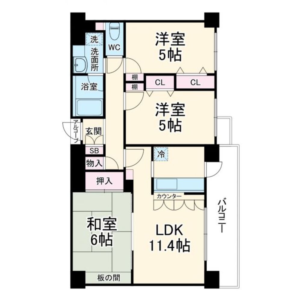 カルム六実 千葉県松戸市六実4 (8.5万円／3LDK (和6 洋5 洋5 LDK11.4)／65.39㎡)｜賃貸物件(賃貸マンション・アパート・一戸建て)の住宅情報・お部屋探しならYahoo!不動産