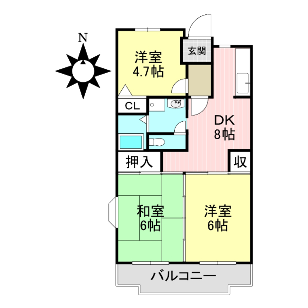 ツイン青山 北館 愛知県半田市青山2 (6万円／3DK (和6 洋6 洋4.7 DK8)／55.05㎡)｜賃貸物件(賃貸マンション・アパート・一戸建て)の住宅情報・お部屋探しならYahoo!不動産