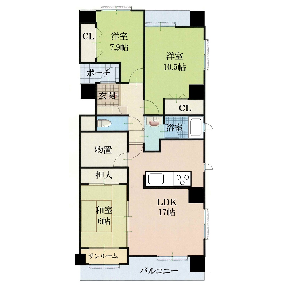 セントラルビューあおもり 青森県青森市古川1 (13.5万円／3LDK (和6 洋10.5 洋7.9 LDK17)／100.37㎡)｜賃貸物件(賃貸マンション・アパート・一戸建て)の住宅情報 ...
