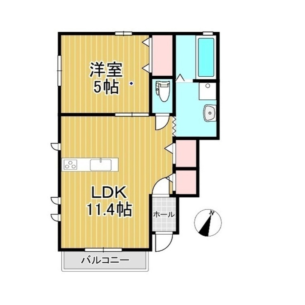 レトア C 茨城県那珂市菅谷 (6.3万円／1LDK (洋5 LDK11.4)／41.06㎡)｜賃貸物件(賃貸マンション・アパート・一戸建て)の住宅情報・お部屋探しならYahoo!不動産