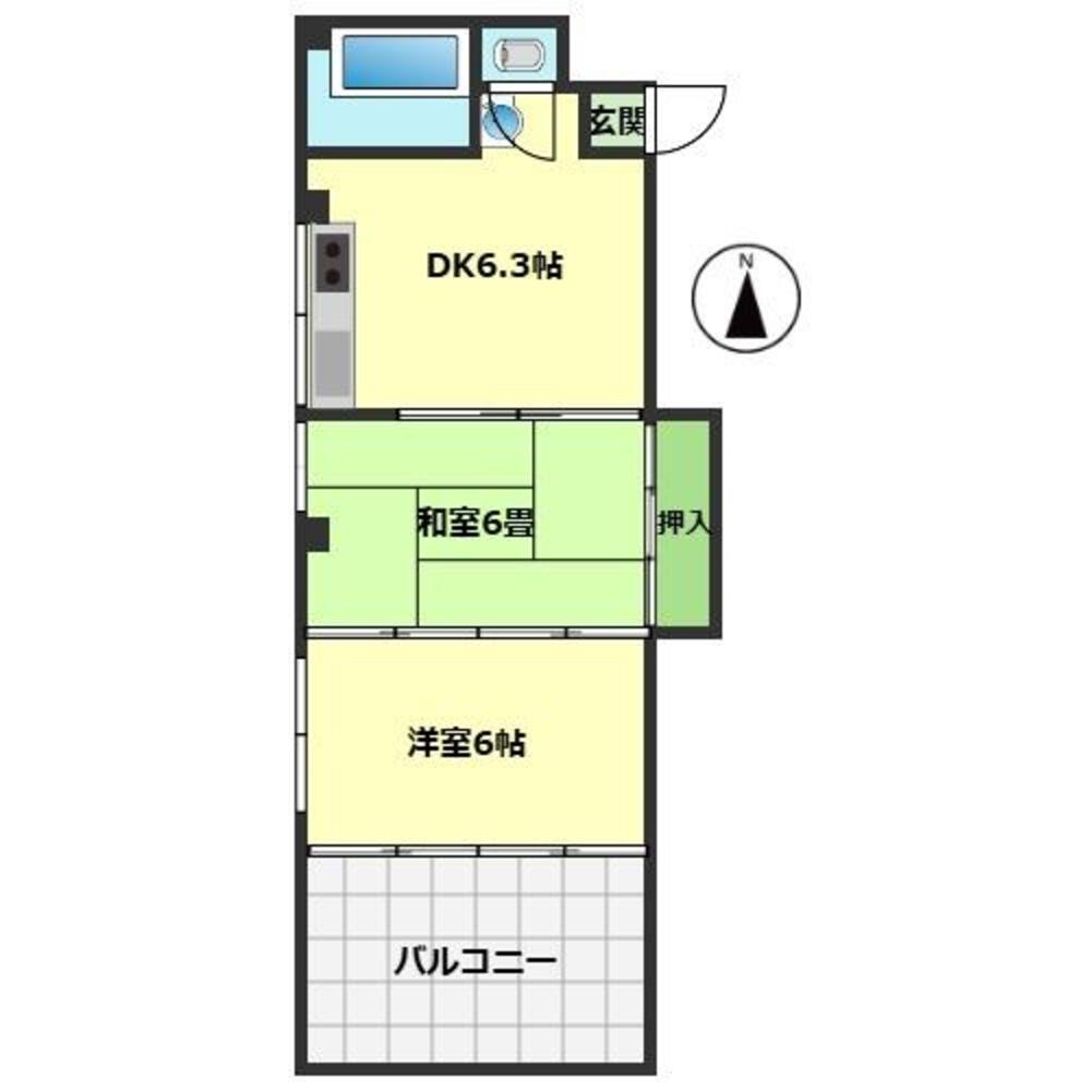 KMビル 高知県高知市越前町2 (3万円／2DK (和6 洋6 DK6.3)／32.59㎡)｜賃貸物件(賃貸マンション・アパート・一戸建て)の住宅情報・お部屋探しならYahoo!不動産