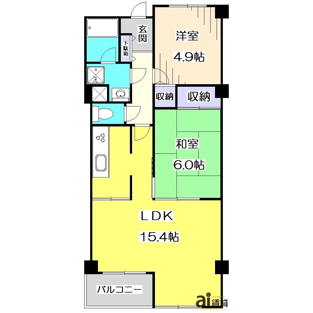 西武池袋線 練馬高野台駅 4階建 築30年 東京都練馬区高野台1 (15万円／2LDK (和6 洋4.9 LD11.9K3.5)／61.92㎡)｜賃貸物件(賃貸マンション・アパート・一戸建て ...