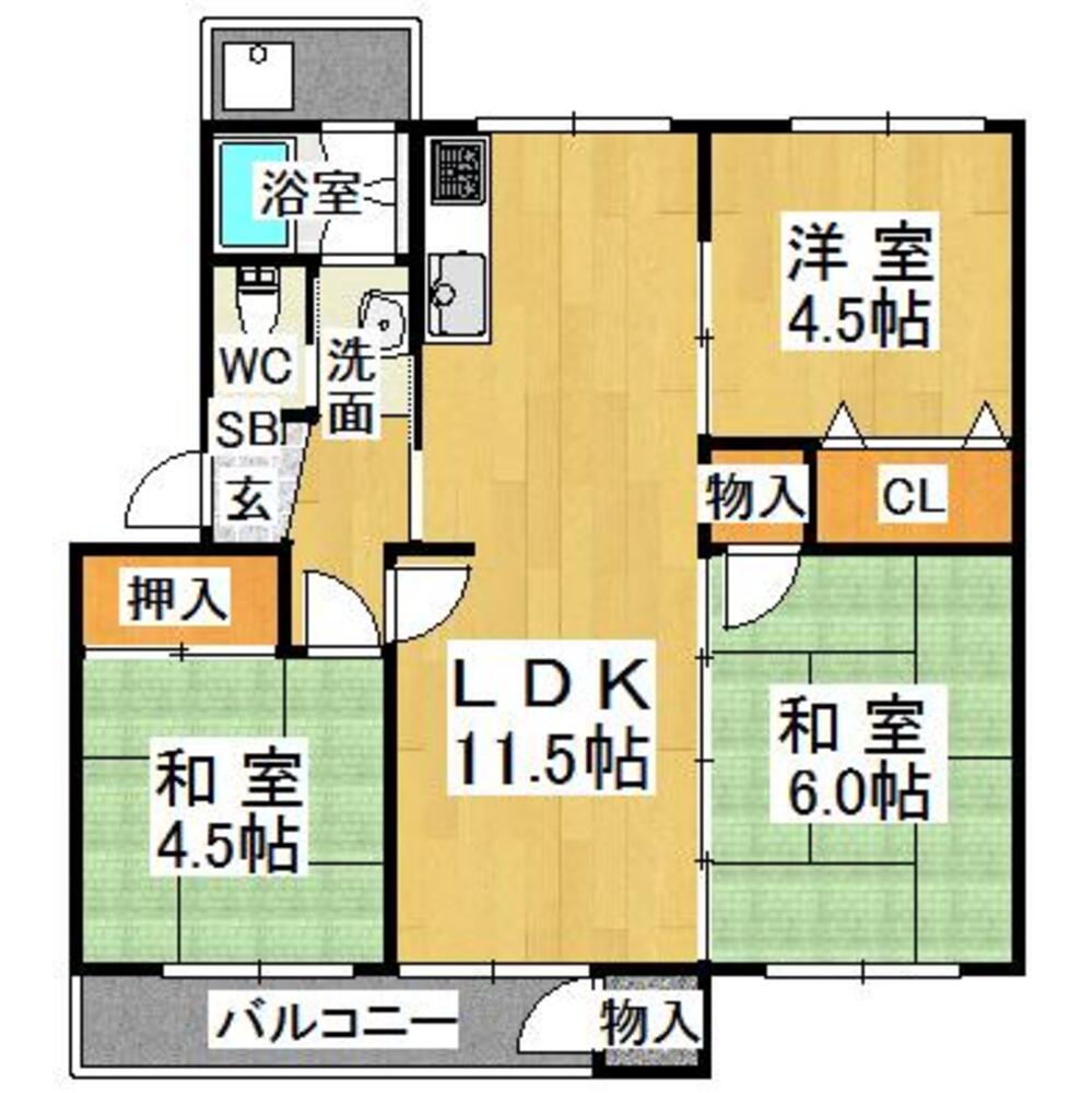 狩口台住宅 38号棟 兵庫県神戸市垂水区狩口台4 (5万円／3LDK (和6 洋4.5 洋4.5 LDK11.0)／57.34㎡)｜賃貸物件(賃貸マンション・アパート・一戸建て)の住宅情報・お ...