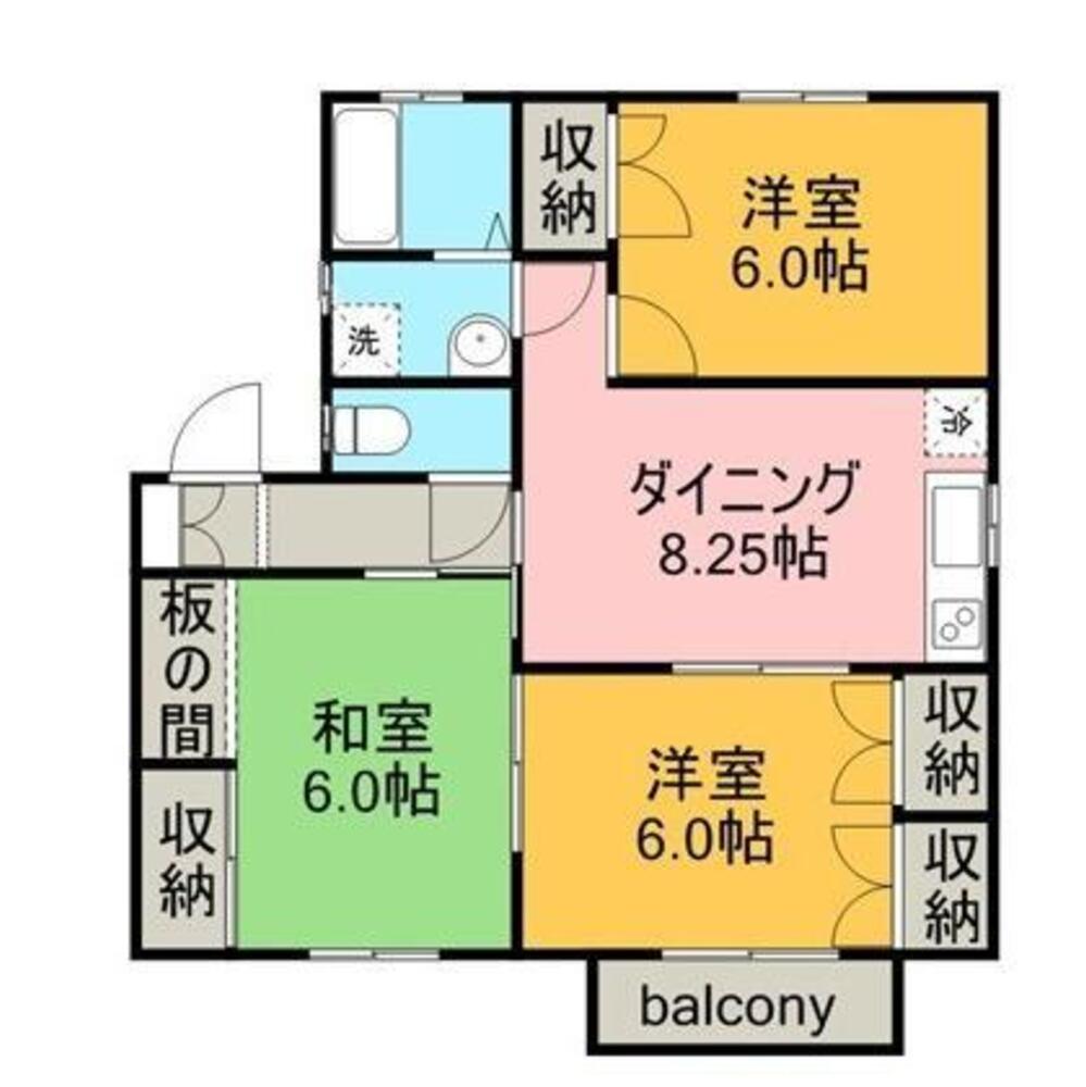 ラ・テルベール桜木 D 新潟県三条市桜木町 (5.7万円／3DK (和6 洋6 洋6 DK8.3)／60.45㎡)｜賃貸物件(賃貸マンション・アパート・一戸建て)の住宅情報・お部屋探しなら ...