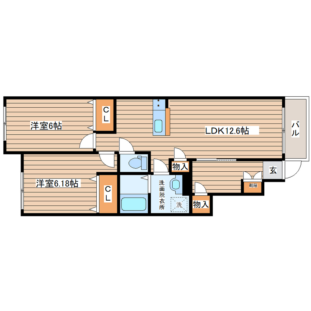 Paws沖野 宮城県仙台市若林区沖野3 (8.3万円／2LDK (洋6.18 洋6 LDK12.6)／55.62㎡)｜賃貸物件(賃貸マンション・アパート・一戸建て)の住宅情報・お部屋探しなら ...