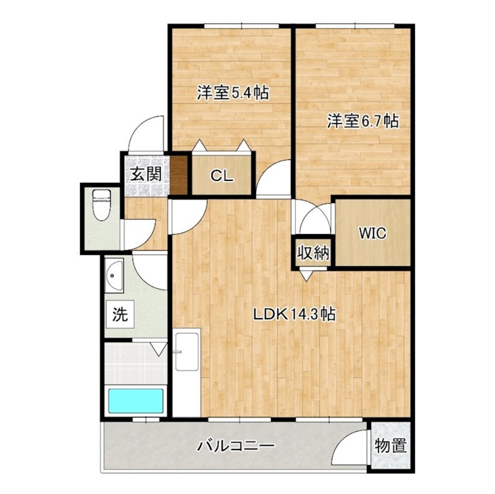 フェルト130 A棟 福岡県北九州市小倉北区須賀町 (6.3万円／2LDK (洋6.7 洋5.4 LDK14.3)／57.2㎡)｜賃貸物件(賃貸マンション・アパート・一戸建て)の住宅情報・お ...