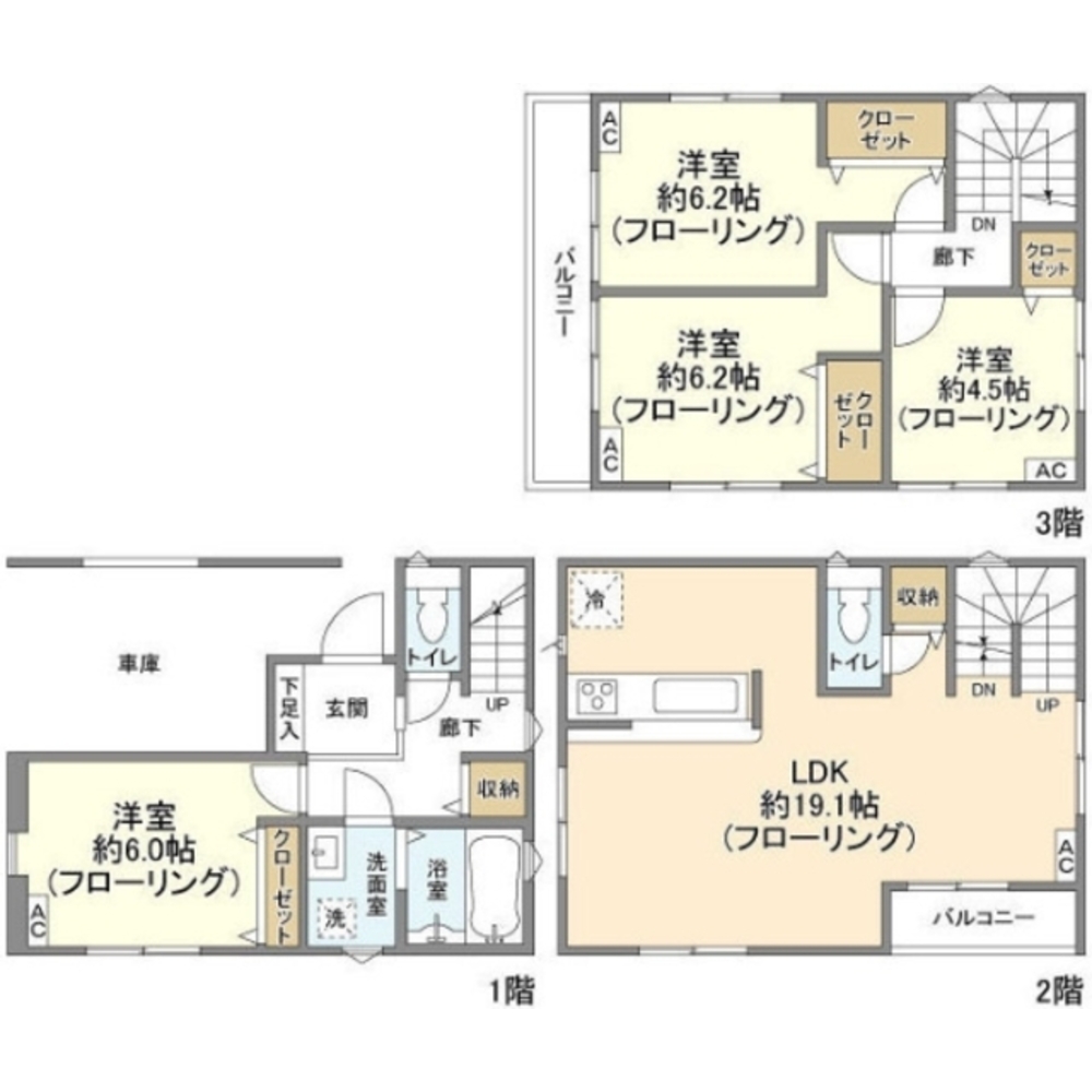 Kolet浦和大谷口＃06 埼玉県さいたま市南区大字大谷口 (18.4万円／4LDK (洋6.2 洋6.2 洋6 洋4.5 LDK19.1)／111.78㎡)｜賃貸物件(賃貸マンション ...