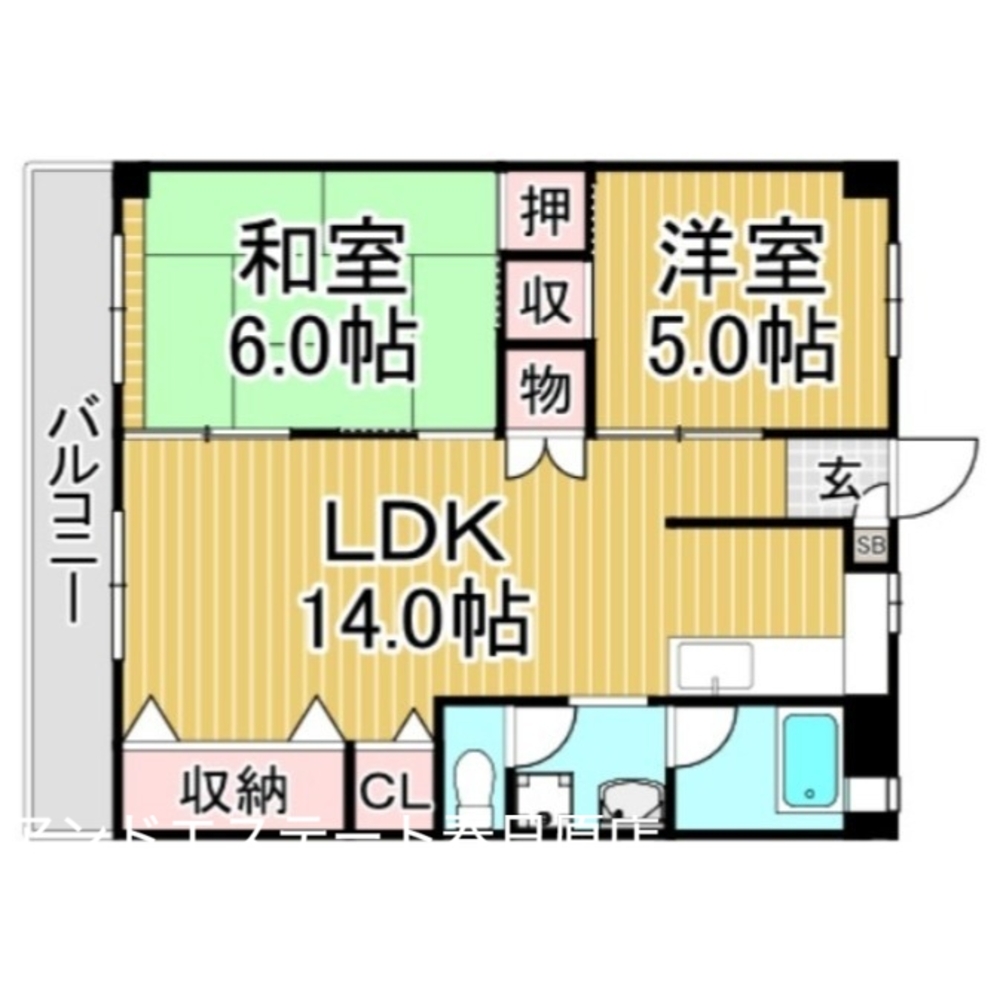 西鉄天神大牟田線 春日原駅 7階建 築47年 福岡県春日市春日原北町1 (6.4万円／2LDK (和6 洋5 LDK14)／55.8㎡)｜賃貸物件(賃貸マンション・アパート・一戸建て)の住宅 ...