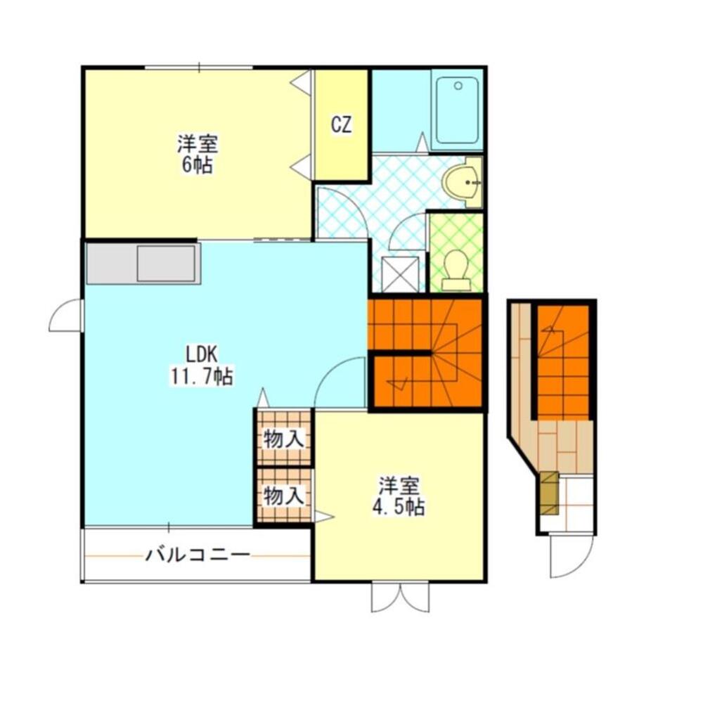 サンセール石原 A 岡山県岡山市東区上道北方 (4.8万円／2LDK (和6 洋4.5 LDK11.7)／58.12㎡)｜賃貸物件(賃貸マンション・アパート・一戸建て)の住宅情報・お部屋探し ...