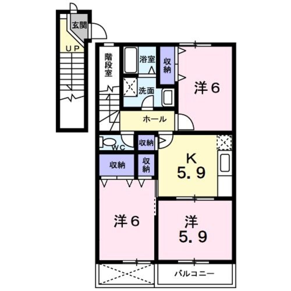 シャルマン B 山梨県山梨市小原西 (5.7万円／3DK (洋6 洋6 洋5.9 K5.90)／60.45㎡)｜賃貸物件(賃貸マンション・アパート・一戸建て)の住宅情報・お部屋探しなら ...