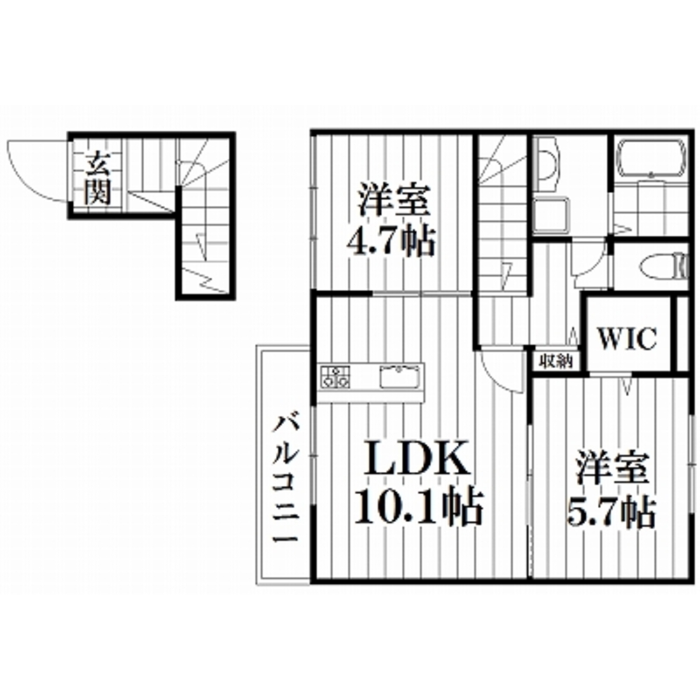 クレールコート 大阪府東大阪市新庄3 (7.4万円／2LDK (洋5.7 洋4.7 LDK10.1)／54.85㎡)｜賃貸物件(賃貸マンション・アパート・一戸建て)の住宅情報・お部屋探しなら ...