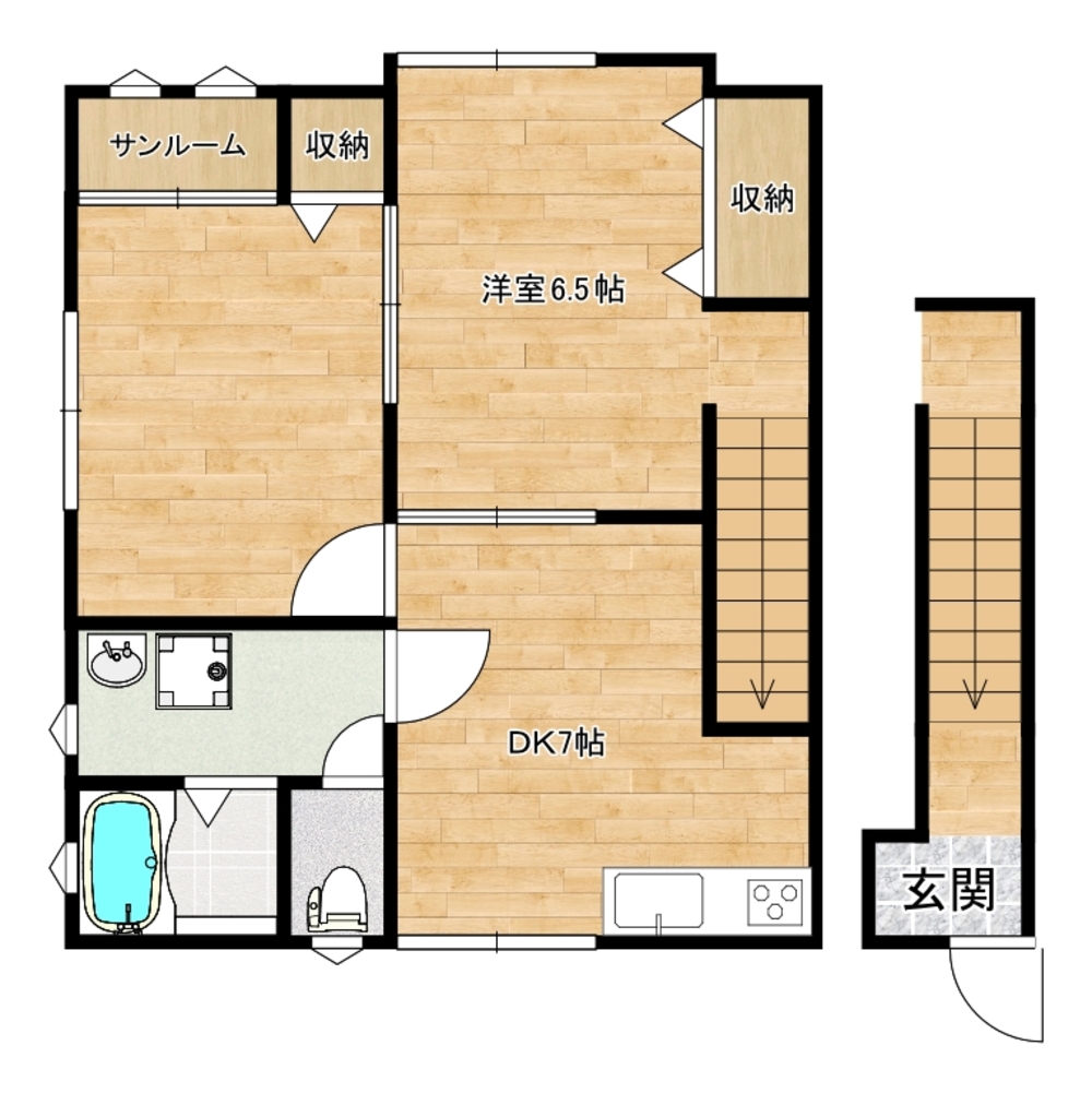 ファミール館町A角部屋 山形県長井市館町南 (5.5万円／2DK／46.79㎡)｜賃貸物件(賃貸マンション・アパート・一戸建て)の住宅情報・お部屋探しならYahoo!不動産
