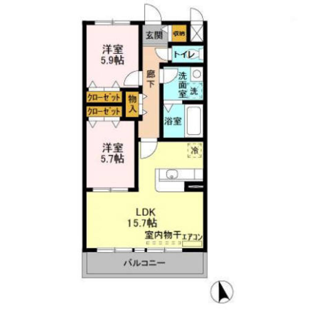 green park okada 茨城県つくば市学園南2 (11.2万円／2LDK (洋5.9 洋5.7 LDK15.7)／66㎡)｜賃貸物件(賃貸マンション・アパート・一戸建て)の住宅情報 ...