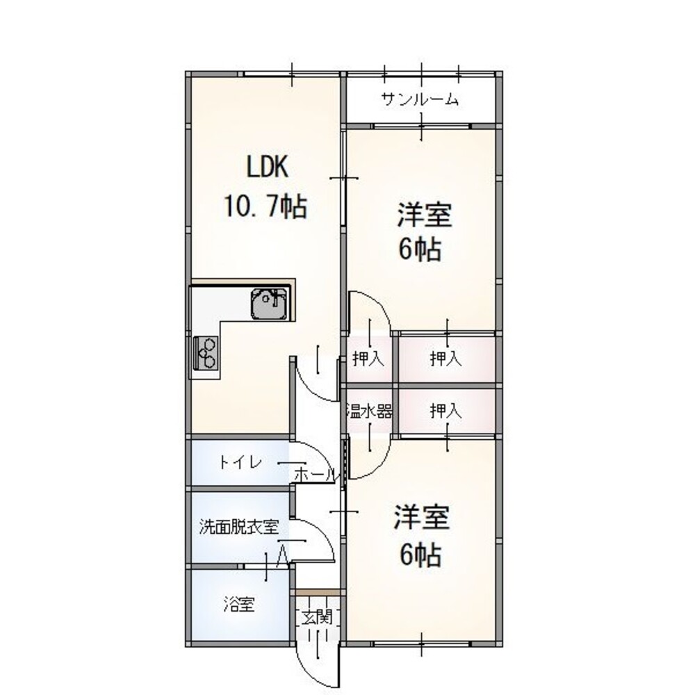 ノーブルハイツ2 石川県河北郡内灘町字ハマナス2 (5.4万円／2LDK (洋6 洋6 LDK10.7)／58.68㎡)｜賃貸物件(賃貸マンション・アパート・一戸建て)の住宅情報・お部屋探し ...