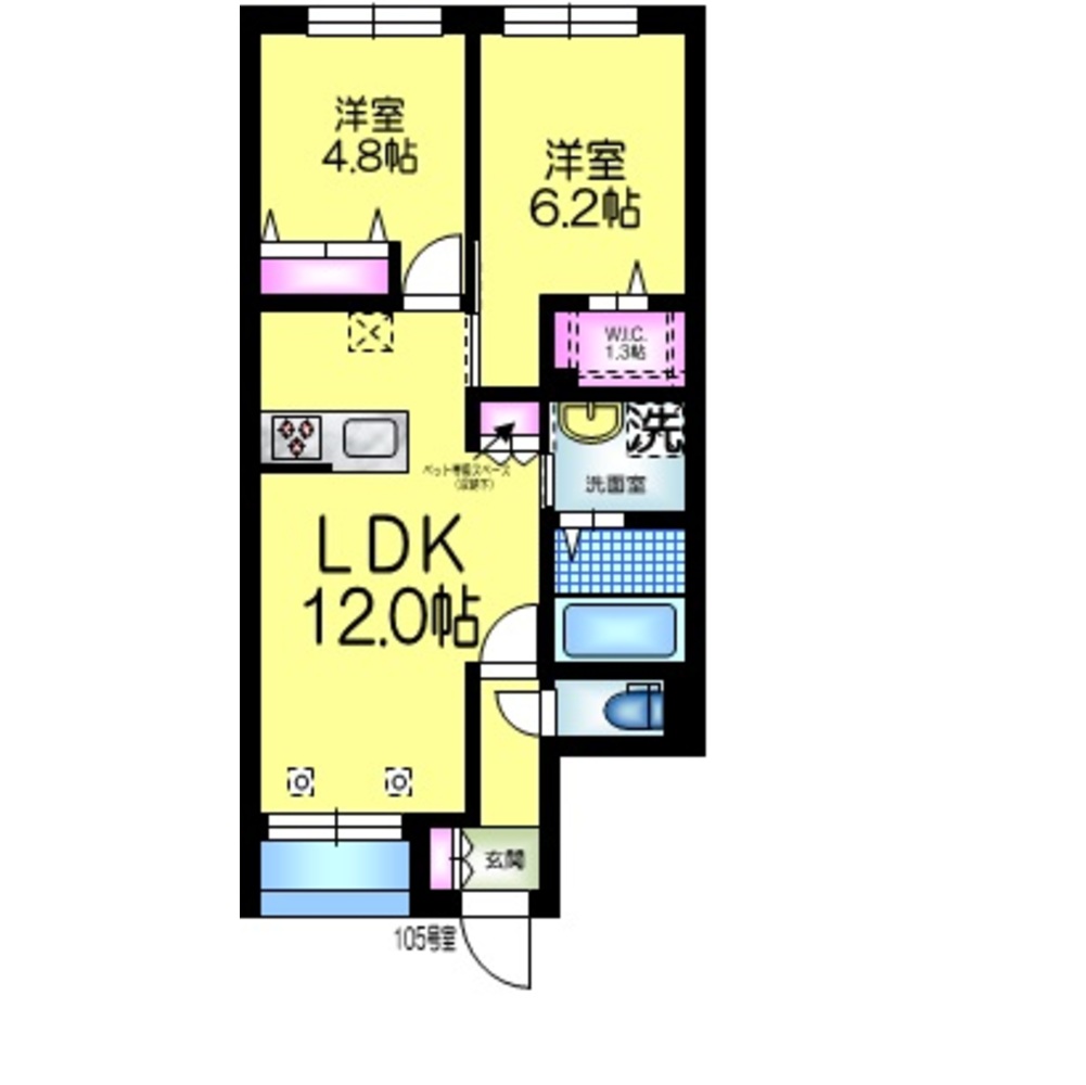 メゾンクレール日暮North 千葉県松戸市日暮3 (13.8万円／2LDK (洋6.2 洋4.8 LDK12.0)／54.57㎡)｜賃貸物件(賃貸マンション・アパート・一戸建て)の住宅情報・お ...