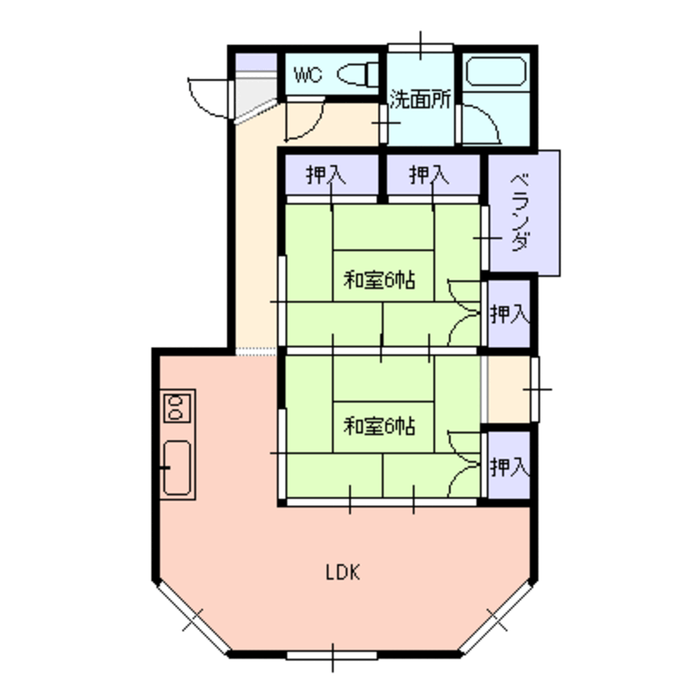第2渡辺コーポ 山形県山形市南原町1 (4.2万円／2LDK (和6 和6 LDK)／39.6㎡)｜賃貸物件(賃貸マンション・アパート・一戸建て)の住宅情報・お部屋探しならYahoo!不動産