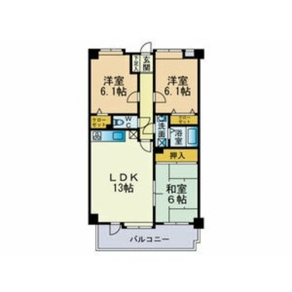 福岡市地下鉄七隈線 次郎丸駅 6階建 築29年 福岡県福岡市早良区次郎丸4 (8万円／3LDK (和6 洋6.1 洋6.1 LDK13)／68.25㎡)｜賃貸物件(賃貸マンション・アパート ...