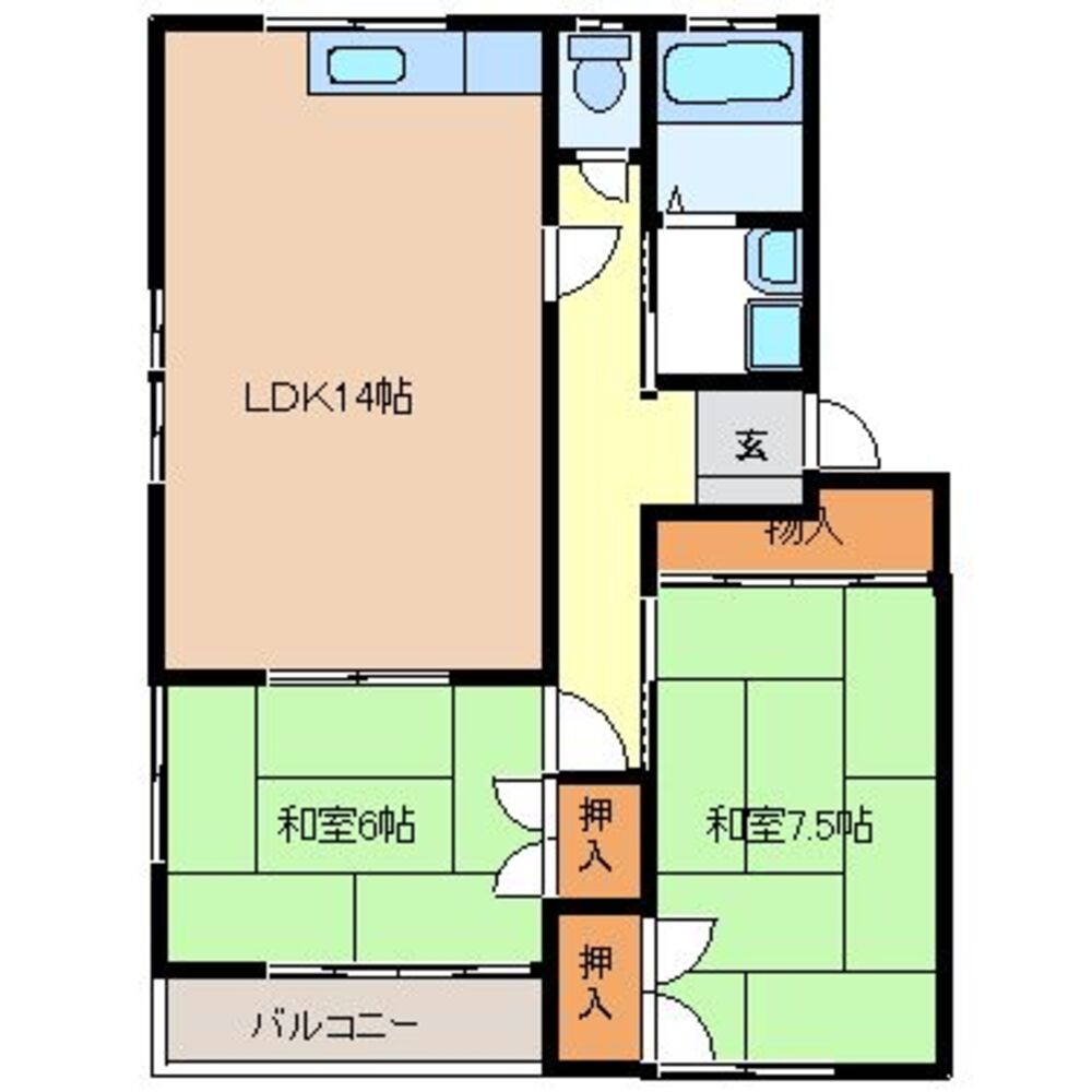 ファミール菅野 宮城県多賀城市留ケ谷3 (6万円／2LDK (和7.5 和6 LDK14.00)／62.1㎡)｜賃貸物件(賃貸マンション・アパート・一戸建て)の住宅情報・お部屋探しなら ...
