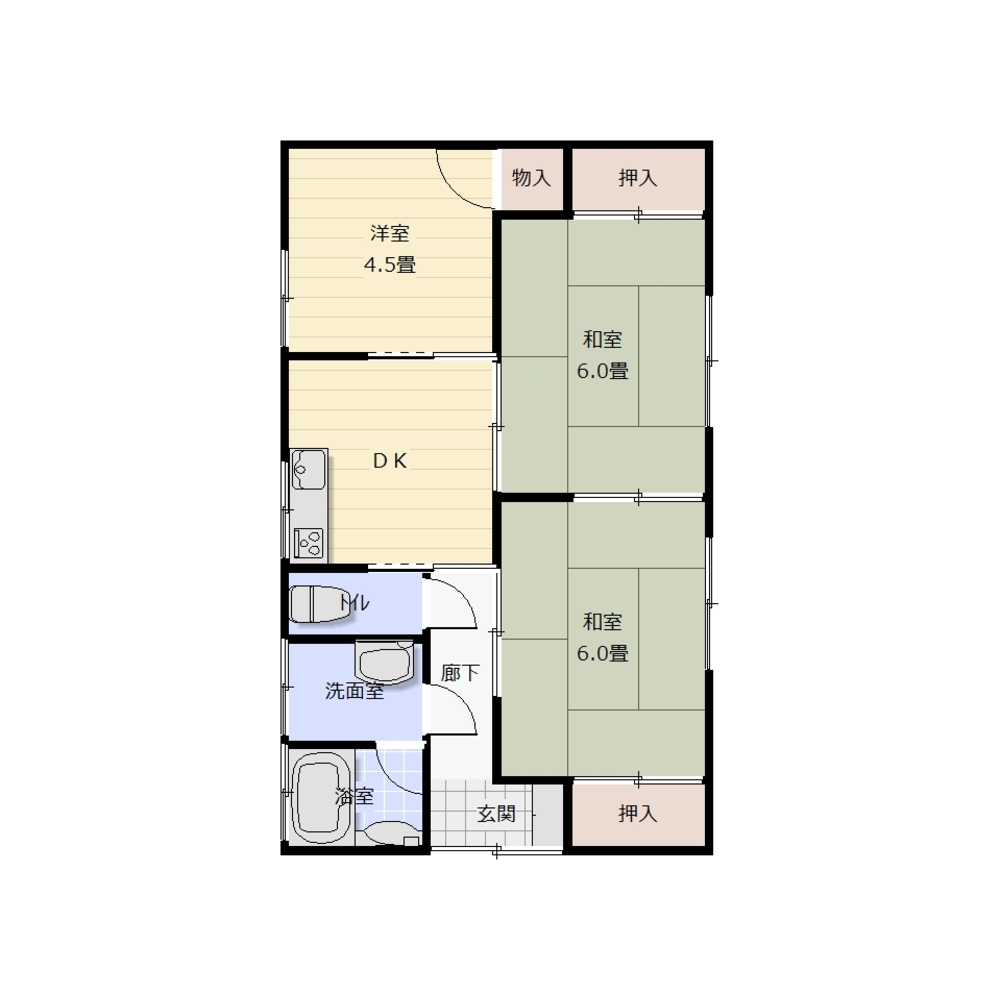 鈴木住宅 山梨県甲斐市篠原 (5.3万円／3DK (和6 和6 洋4.5 DK4.5)／49.6㎡)｜賃貸物件(賃貸マンション・アパート・一戸建て)の住宅情報・お部屋探しならYahoo!不動産